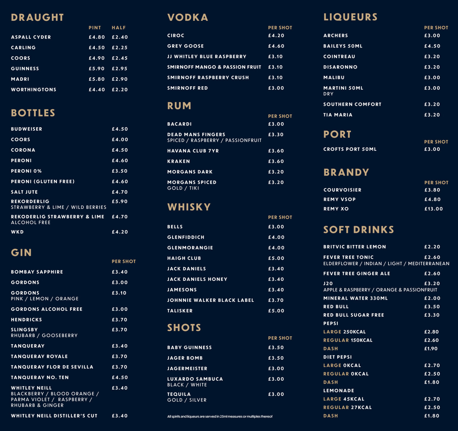 Wine and Drinks Menus | OEC Sheffield